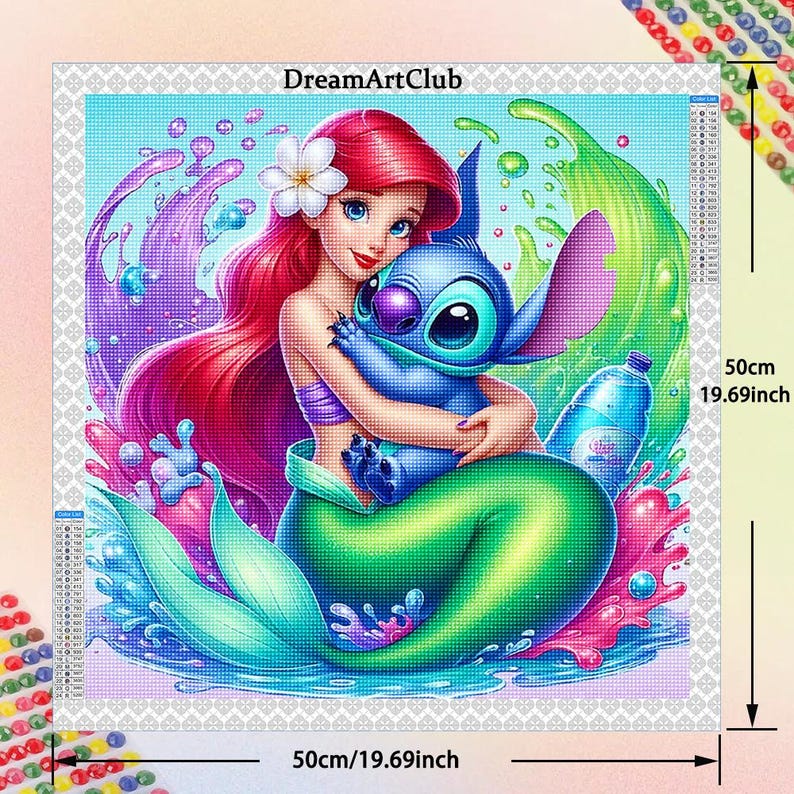 Stitch and Mermaid Diamond Painting Kit: 5D DIY Home Decor - Etsy