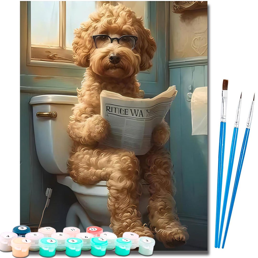Funny Dog Paint by Numbers Kit: DIY Oil Painting Canvas Art - Etsy UK