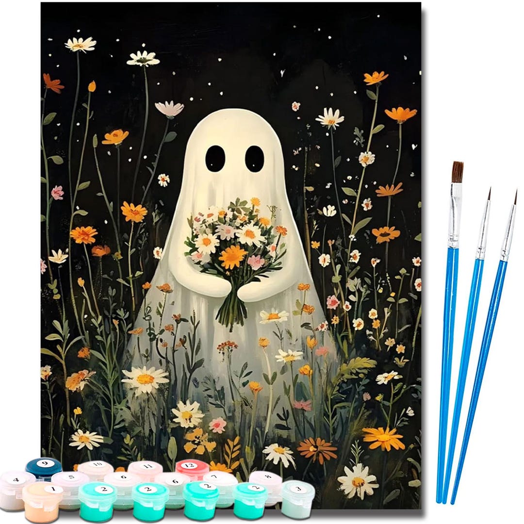 Ghost Paint by Numbers Kit: DIY Canvas Art, Halloween Decor - Etsy