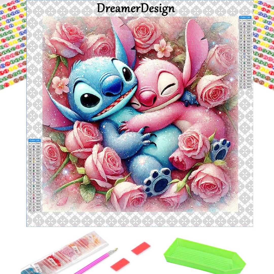 Stitch and Angie Diamond Painting Kit: 5D DIY Home Decor - Etsy