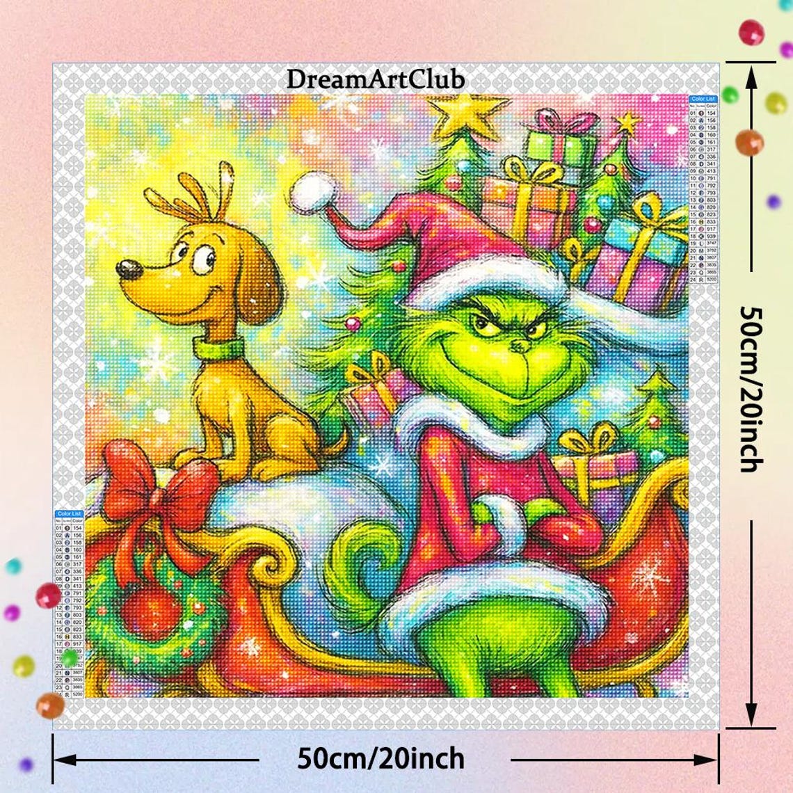 Grinch Diamond Painting Kit: 5D DIY Christmas Decor - Etsy