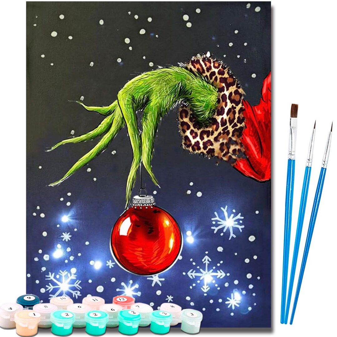 Grinch Paint by Numbers Kit: DIY Canvas Art, Christmas Decor,christmas ...