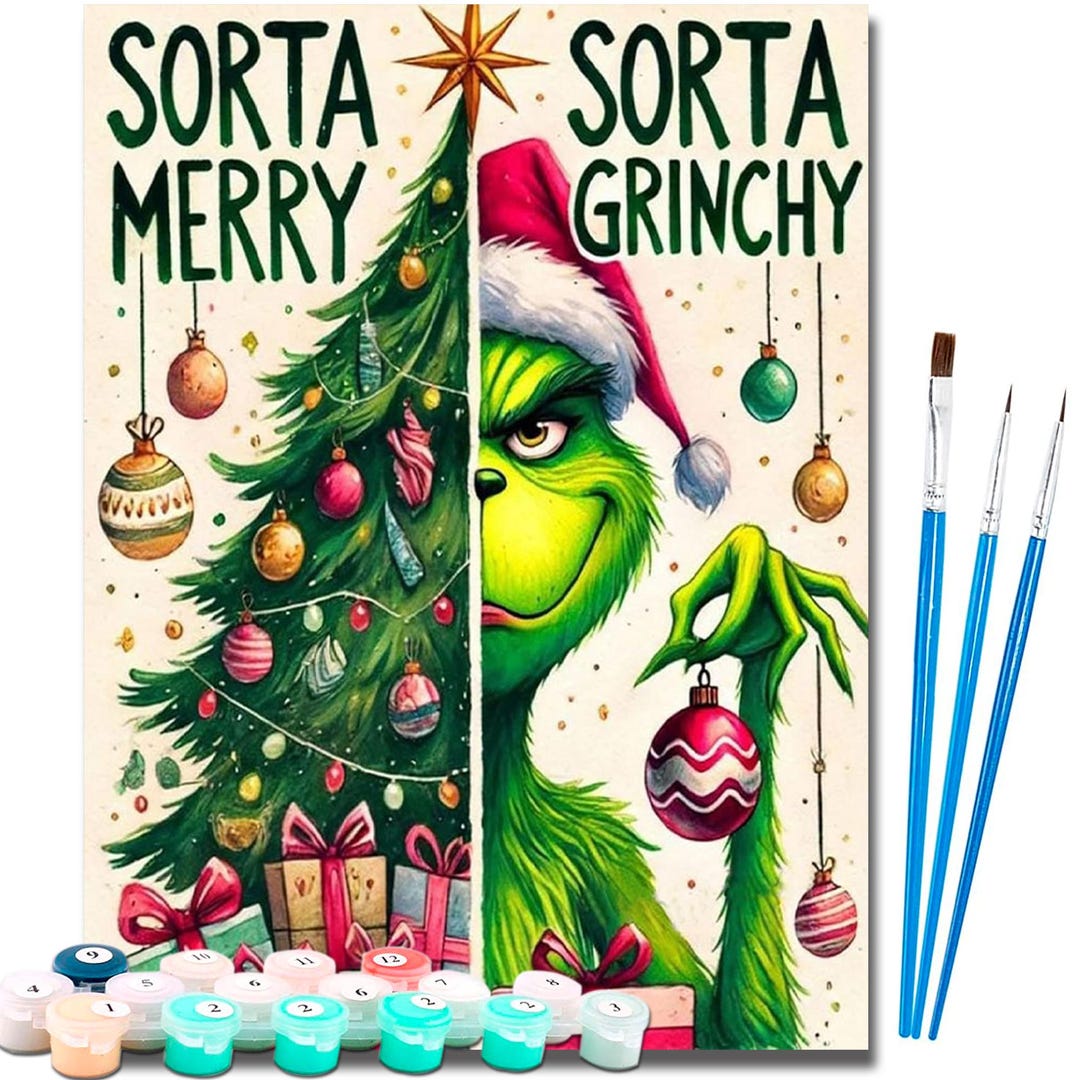 Grinch Paint by Numbers Kit | Acrylic Painting | DIY Canvas Art ...