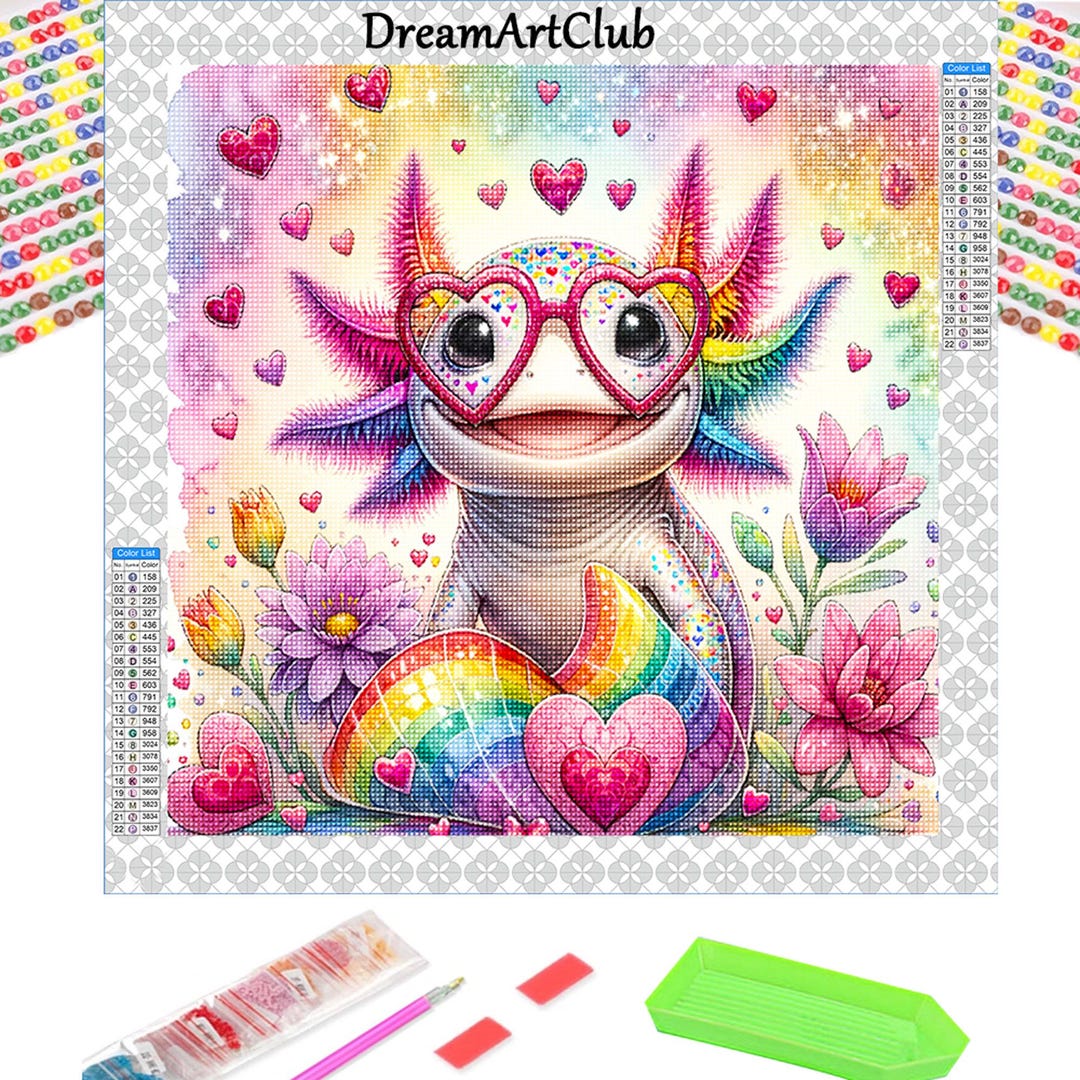 Axolotl Diamond Painting Kit: 5D DIY Home Decor - Etsy