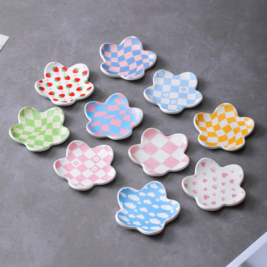 Handmade Ceramic Flower Ring Plate Round Ceramic Ring Dish Flower Pottery Botanical Gift Jewelry ...