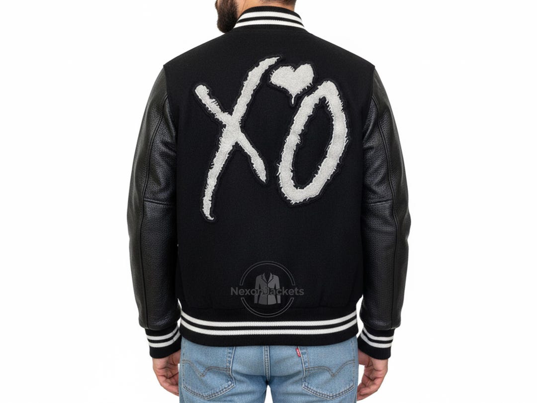 The Weeknd XO Wool Varsity Jacket: Embroidered Logo, Leather Sleeves - Etsy