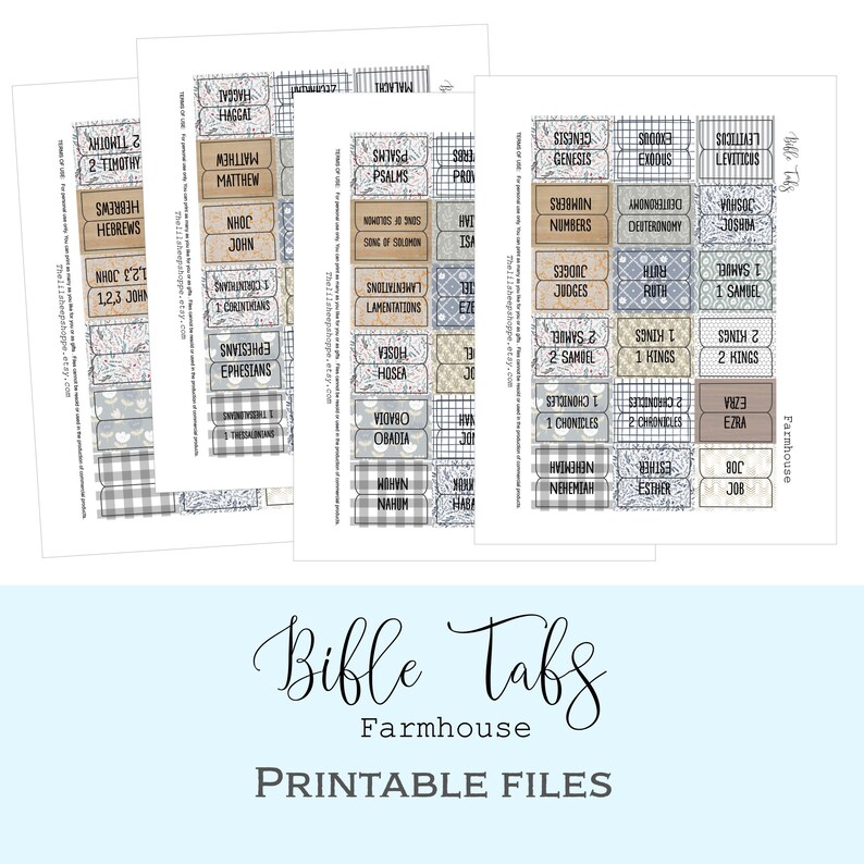 Bible Tabs Printable /books of the Bible Dividers/ Farmhouse | Etsy