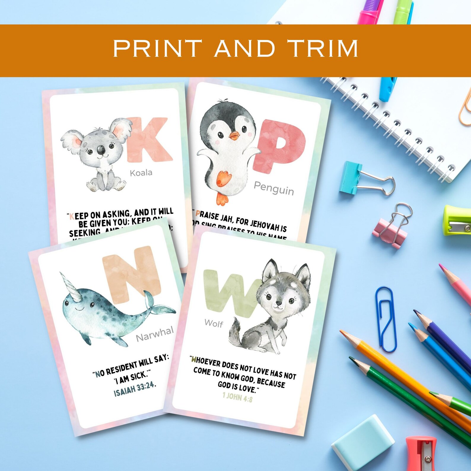 JW Scripture Cards, Alphabet Bible Verse, Cards for Kids, A to Z Cards ...