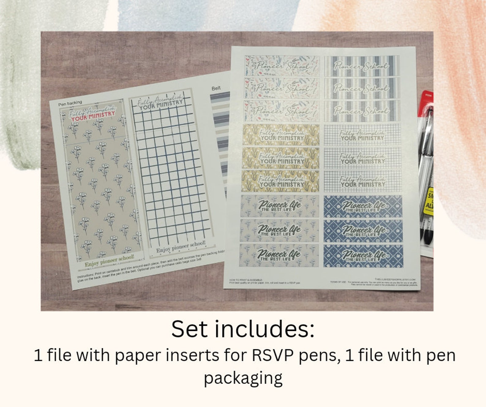 Pen Insert and Packaging Set for Pioneer School/diy Pen Set Using RSVP ...