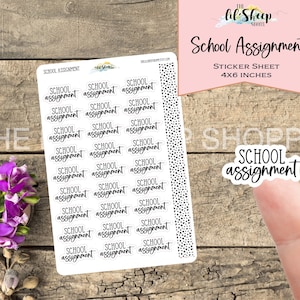 School Assignment Sticker Sheet/sticker/1 Inch /white Matte Stickers/jw ...