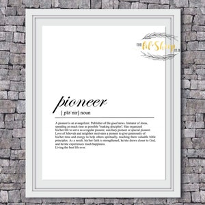 Jw Pioneer Definition/pioneer Gift/home Decor/ Printable Art/modern ...