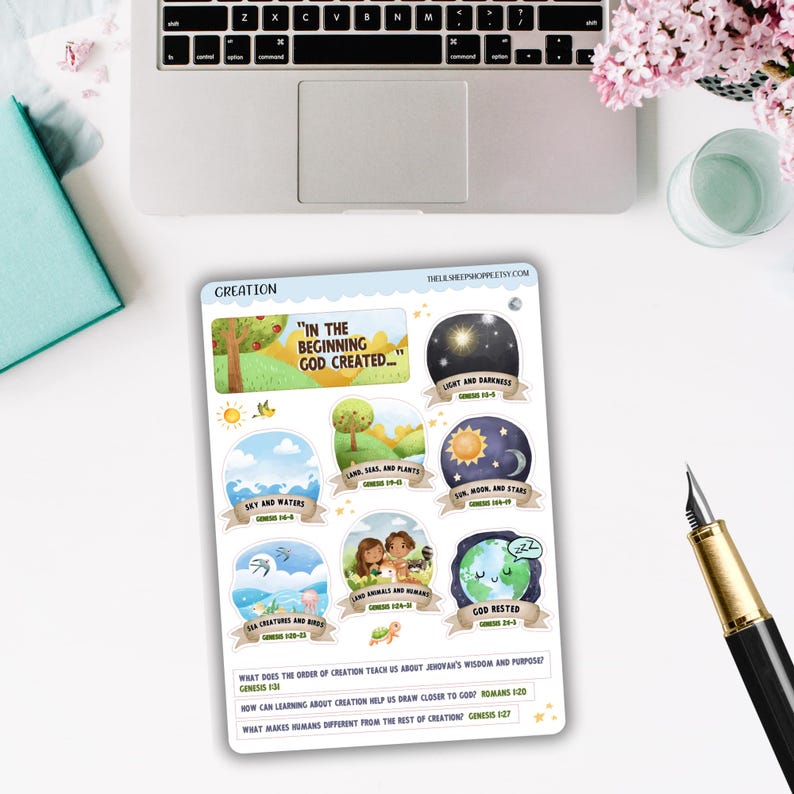 7 Days of Creation Journaling Sticker Sheet/sticker/personal Study ...