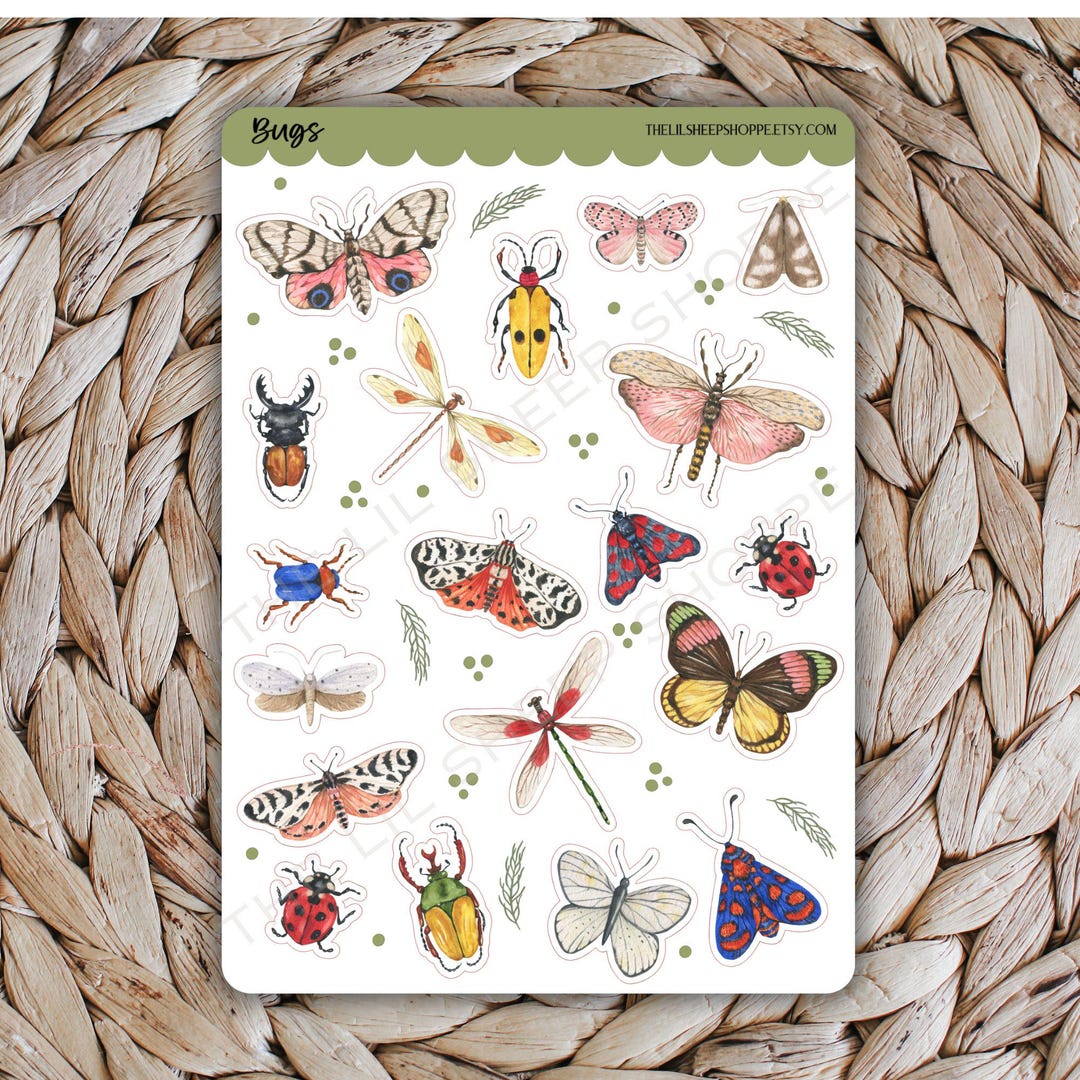 Bugs Sticker Sheet - Planner & Journal Stickers- White Matte Stickers ...