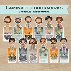 12 Apostles Bookmarks or Info Cards, Laminated Bookmark Designs,bible ...