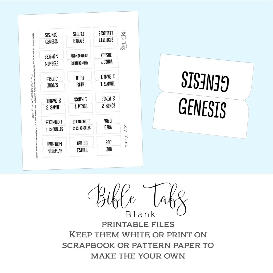 Bible Tabs Printable /books of the Bible Dividers/diy Blank/nwtb Tabs ...
