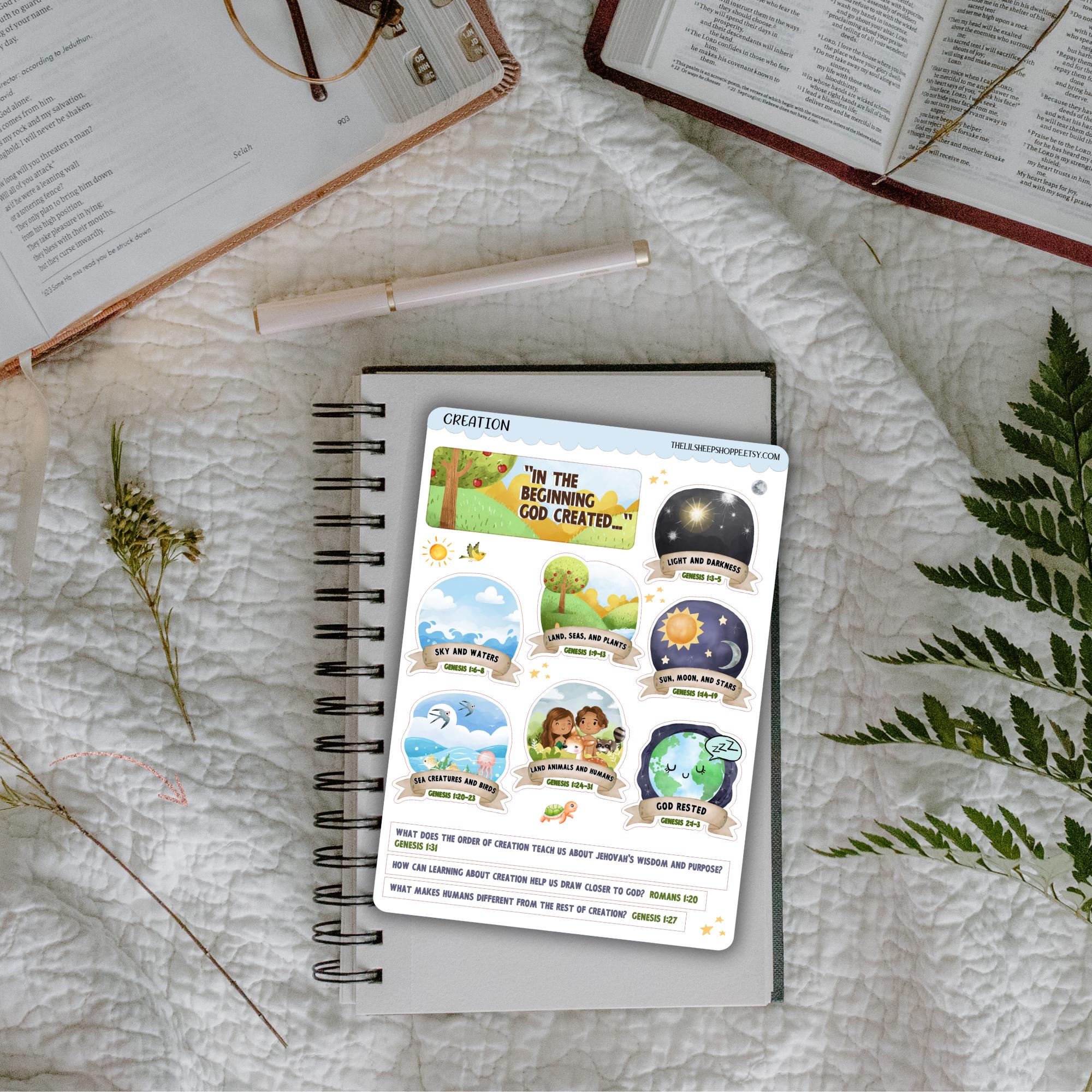 7 Days of Creation Journaling Sticker Sheet/sticker/personal Study ...