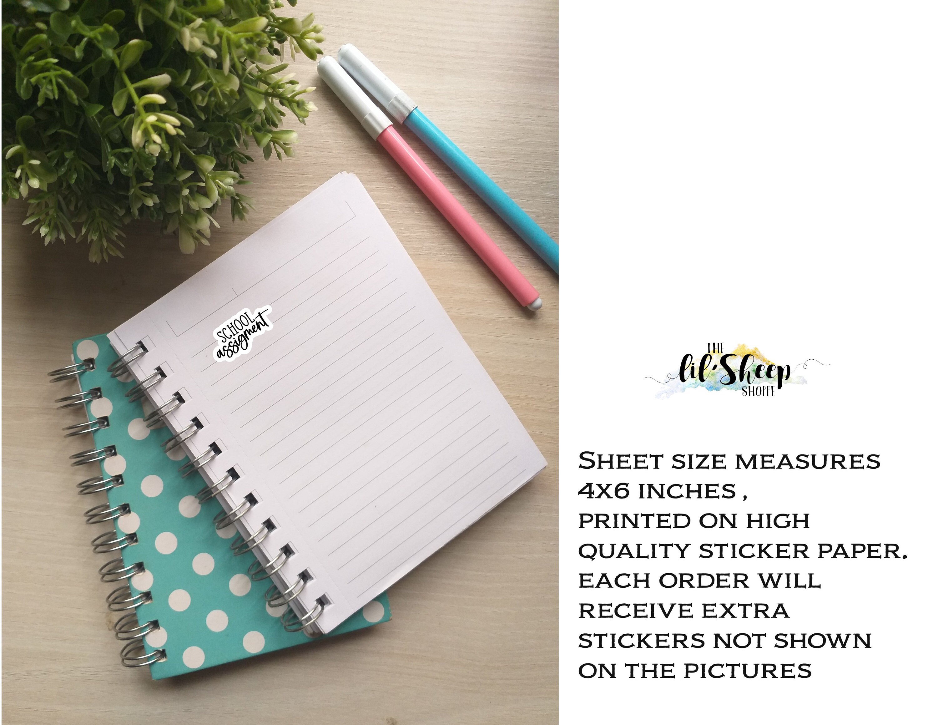 School Assignment Sticker Sheet/sticker/1 Inch /white Matte - Etsy