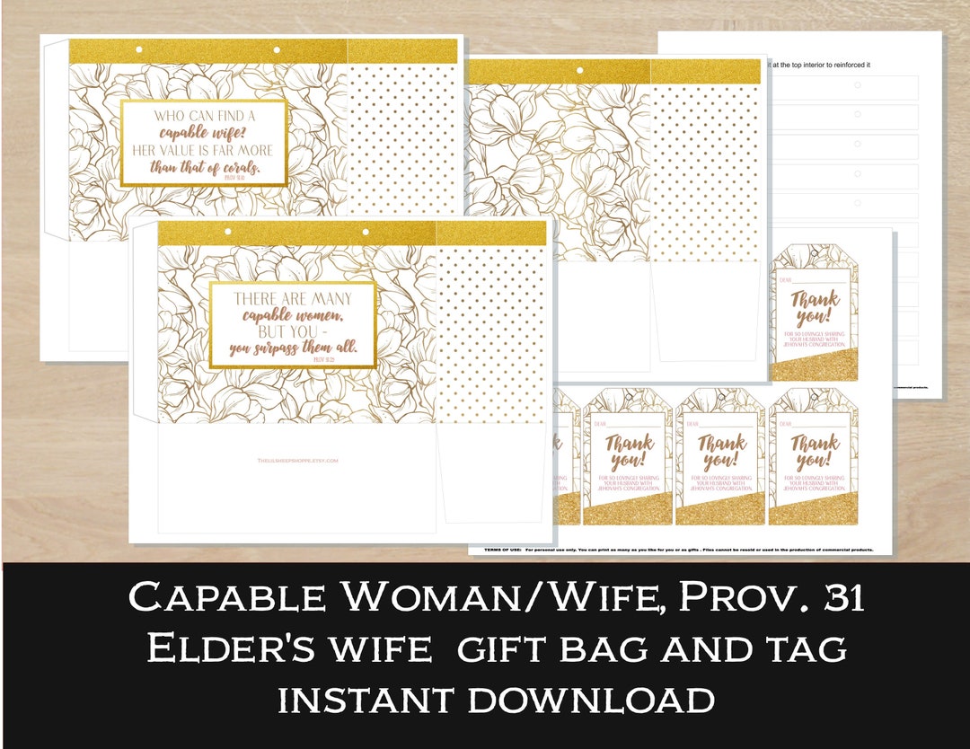 Capable Women/ Capable Wife Gift Bag and Tag/elder's Wife Gift Bag/ JW ...