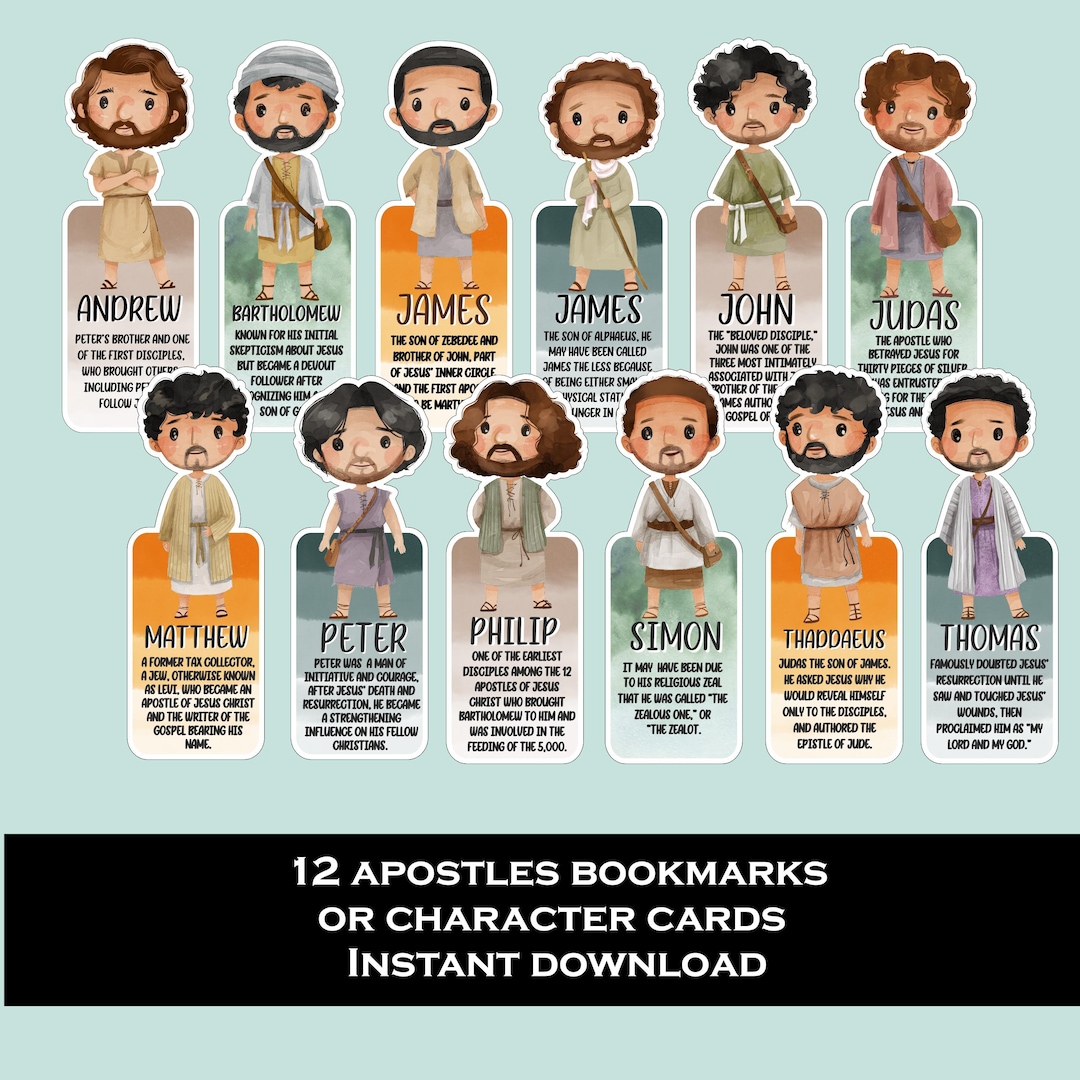12 Apostles Bookmark or Info Card/12 Characters in 2 Bookmark Styles/jw ...