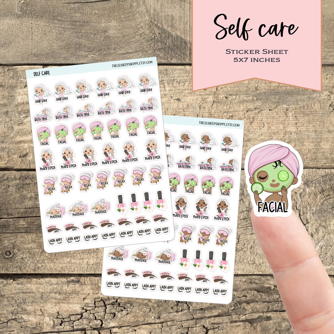 Self Care/facial/mani Pedi /sticker 0.6 Inch /white Matte Stickers/tiny ...
