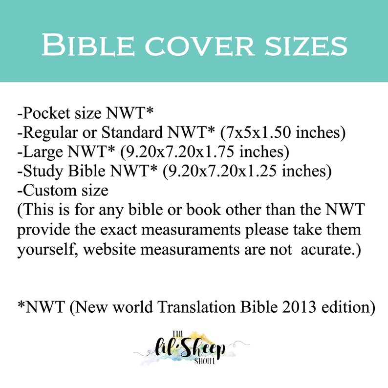 Bible Cover/new World Translation Bible Cover/custom Bible/custom Size ...