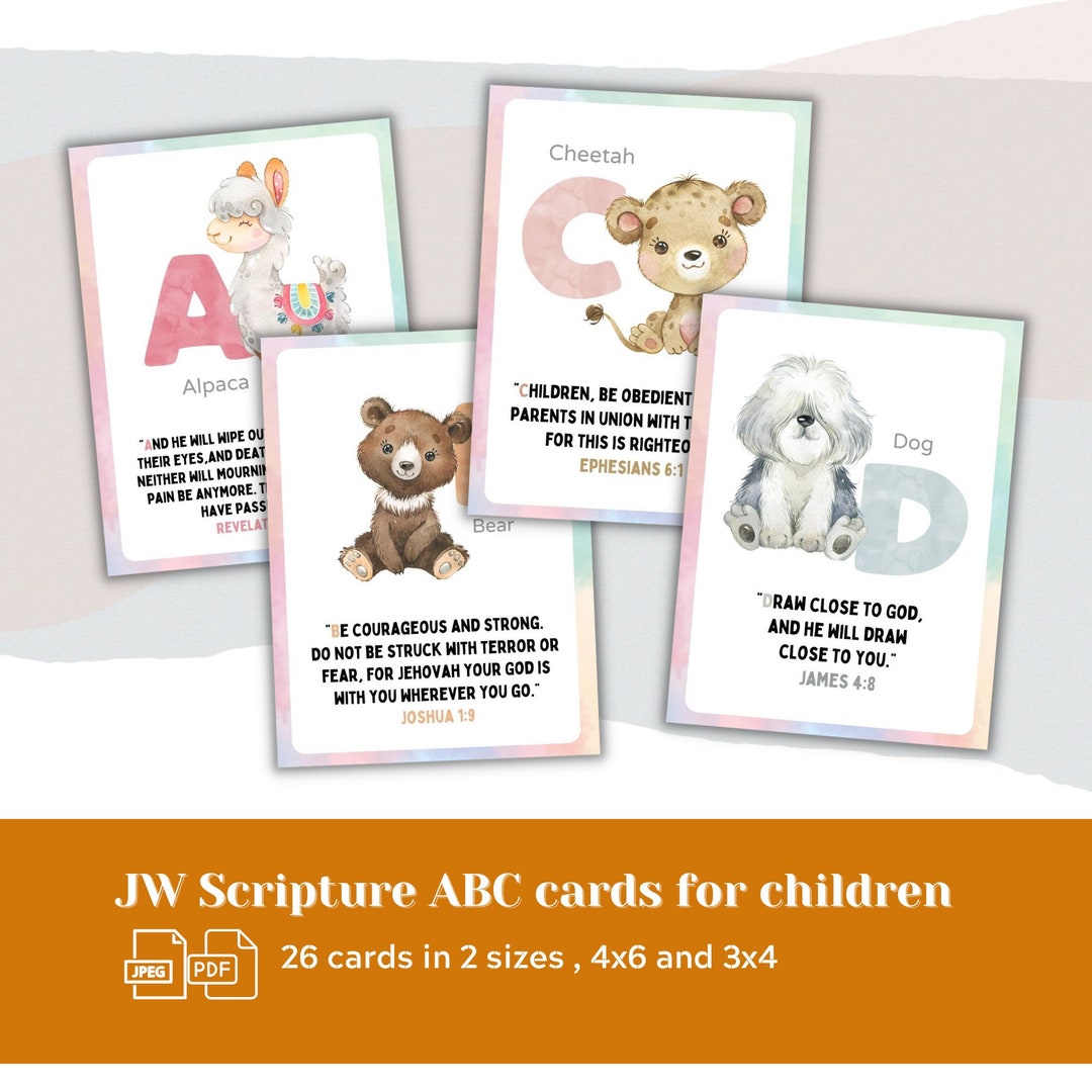 JW Scripture Cards, Alphabet Bible Verse, Cards for Kids, A to Z Cards ...