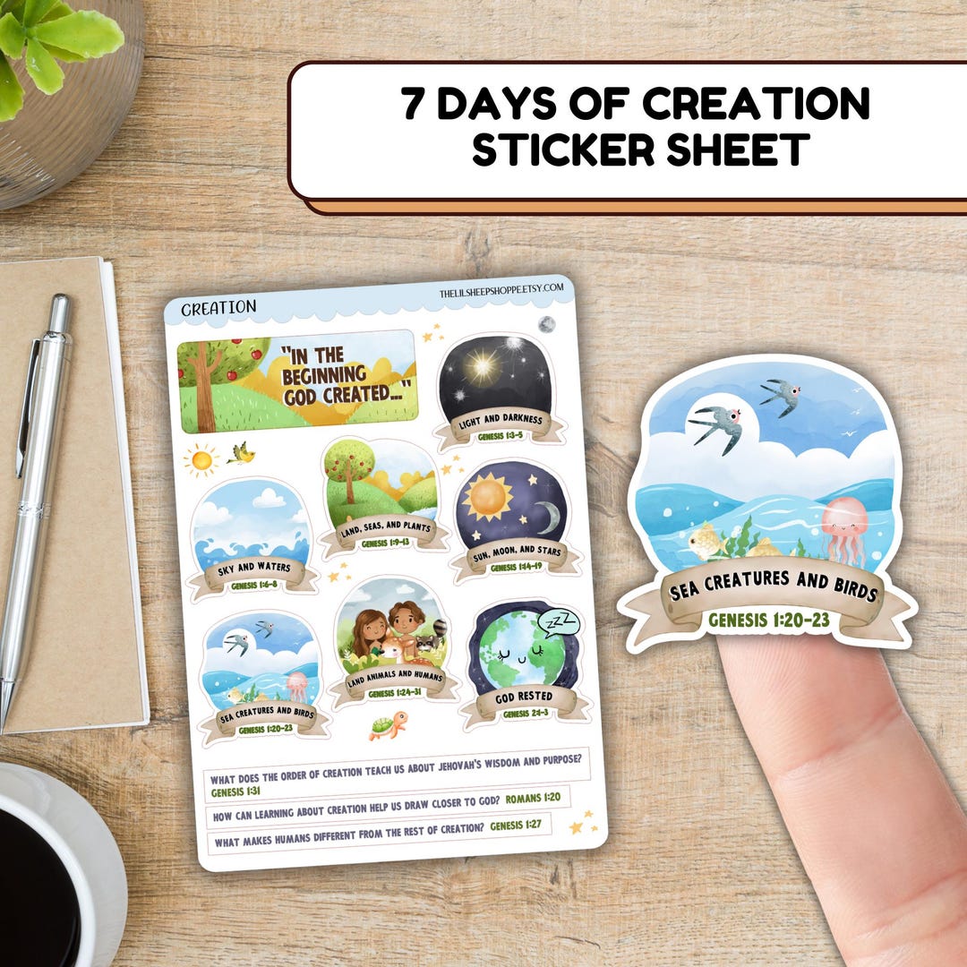7 Days of Creation Journaling Sticker Sheet/sticker/personal Study ...