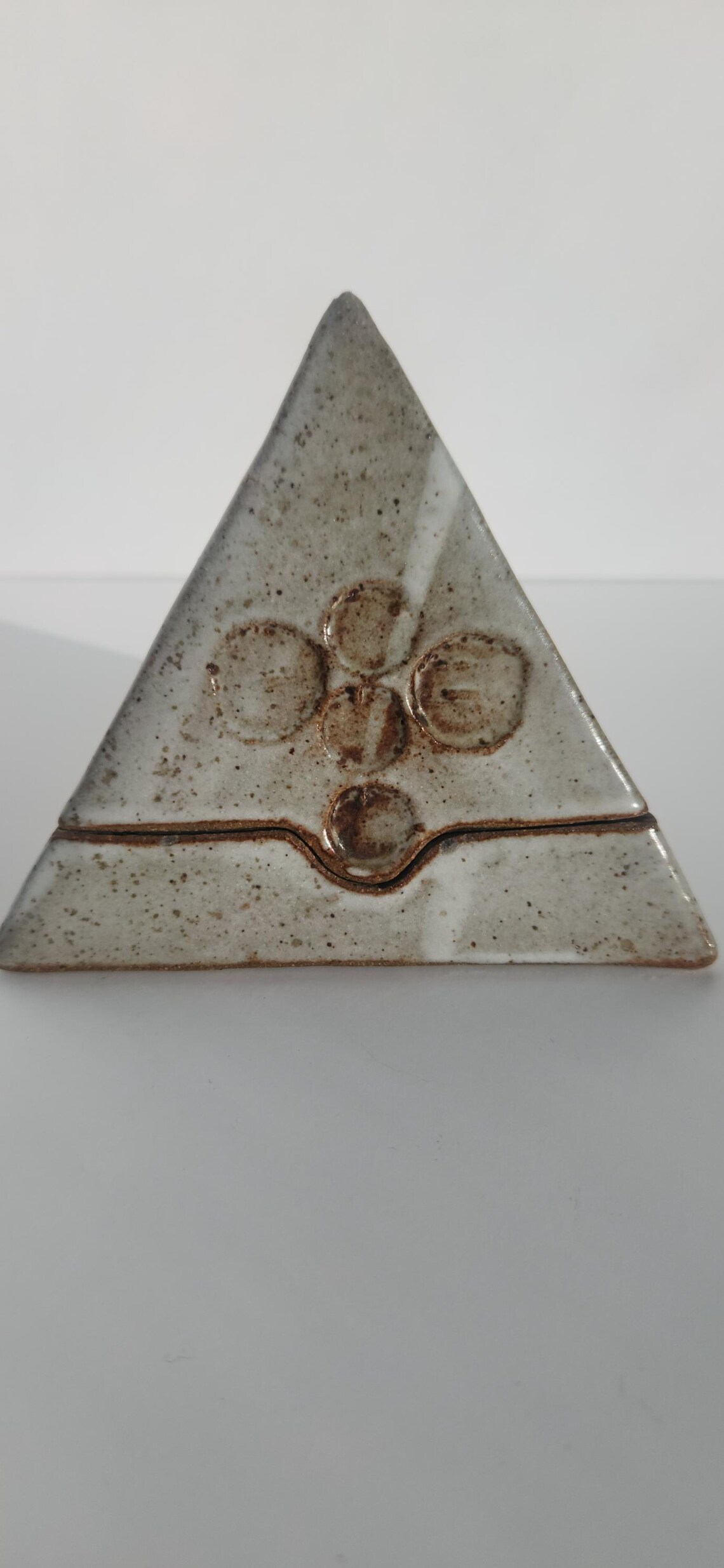 Vintage Handmade Ceramic Triangle Box, Handmade Pottery From the 1970s ...