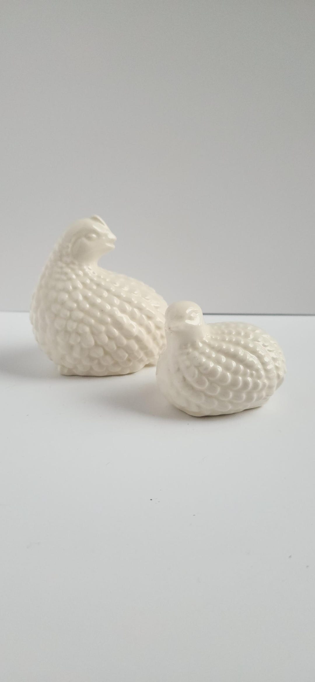 Vintage Ceramic Quail Figurine, Mom and Baby/bird Decor/mcm Quail Decor ...