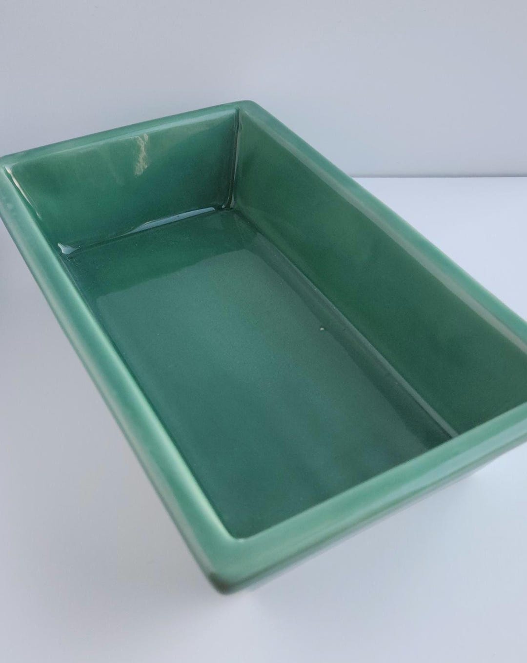 Vintage Green Shallow Rectangle Ceramic Planter, Made in China/chinese Planters/turquoise ...