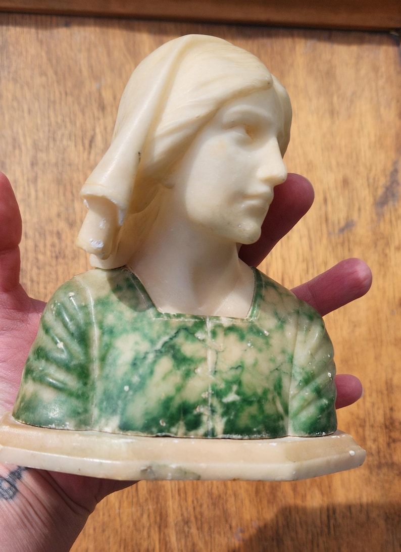 Antique Alabaster Bust of Joan of Arc, by Italian Sculptor Dante Zoi ...