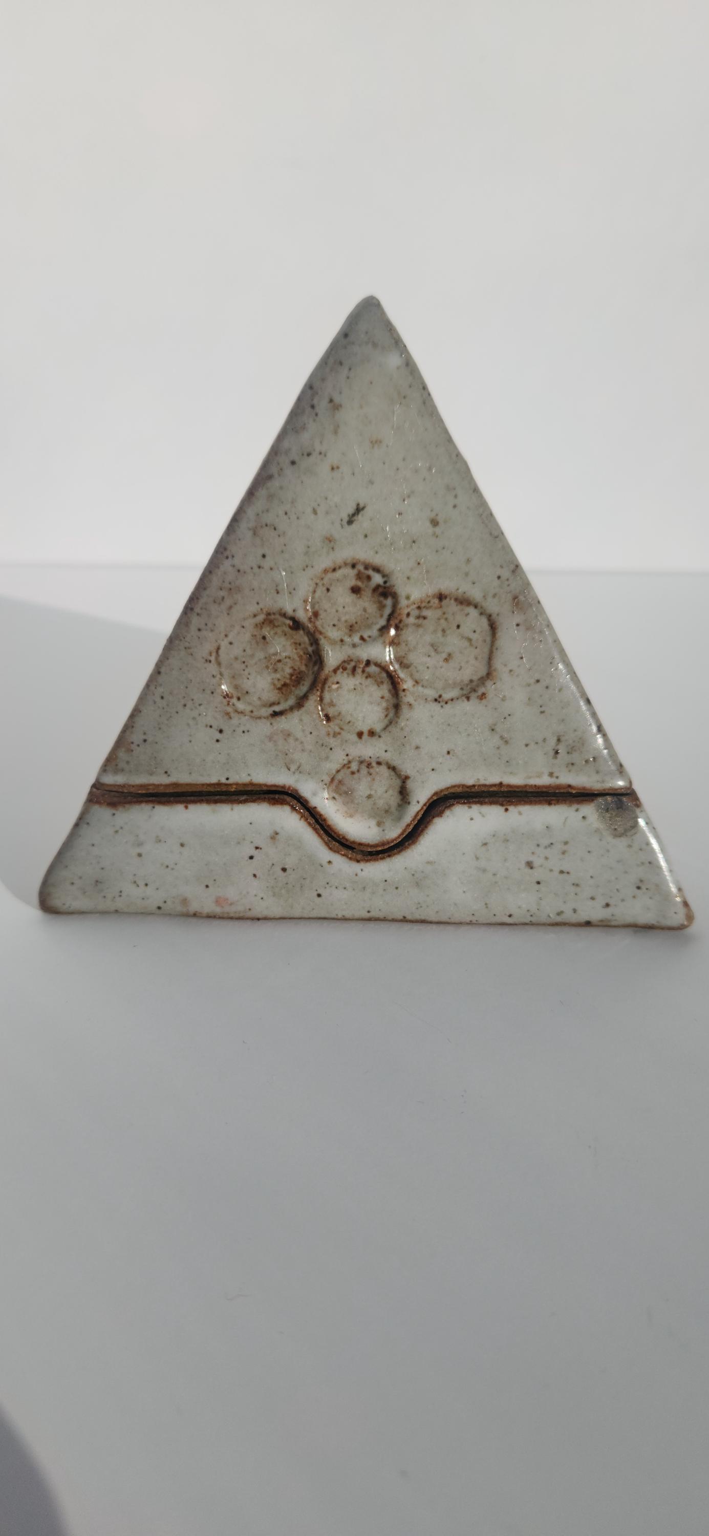 Vintage Handmade Ceramic Triangle Box, Handmade Pottery From the 1970s ...