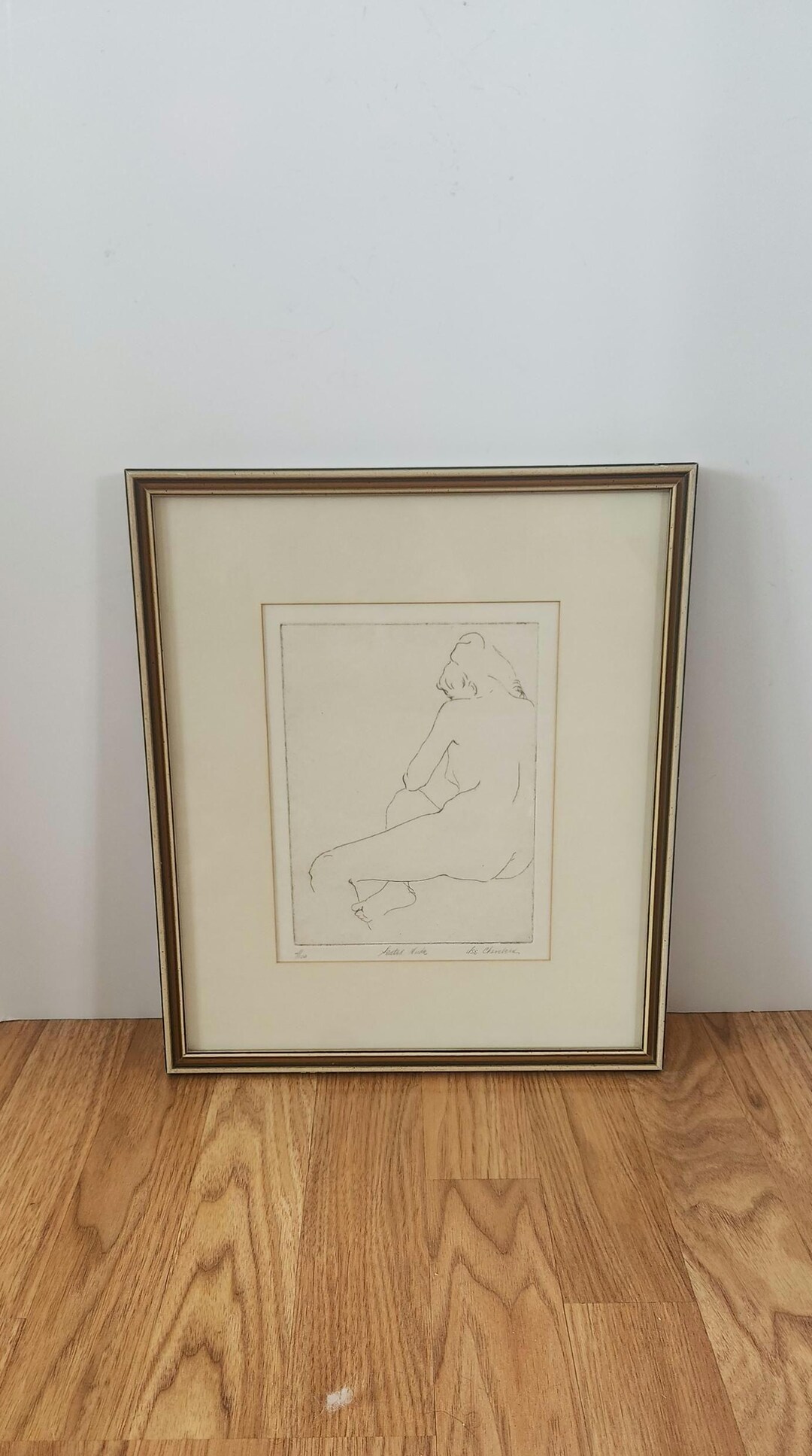 Vintage Framed Lithograph of Nude Woman by Artist Ilse Chambers, French ...