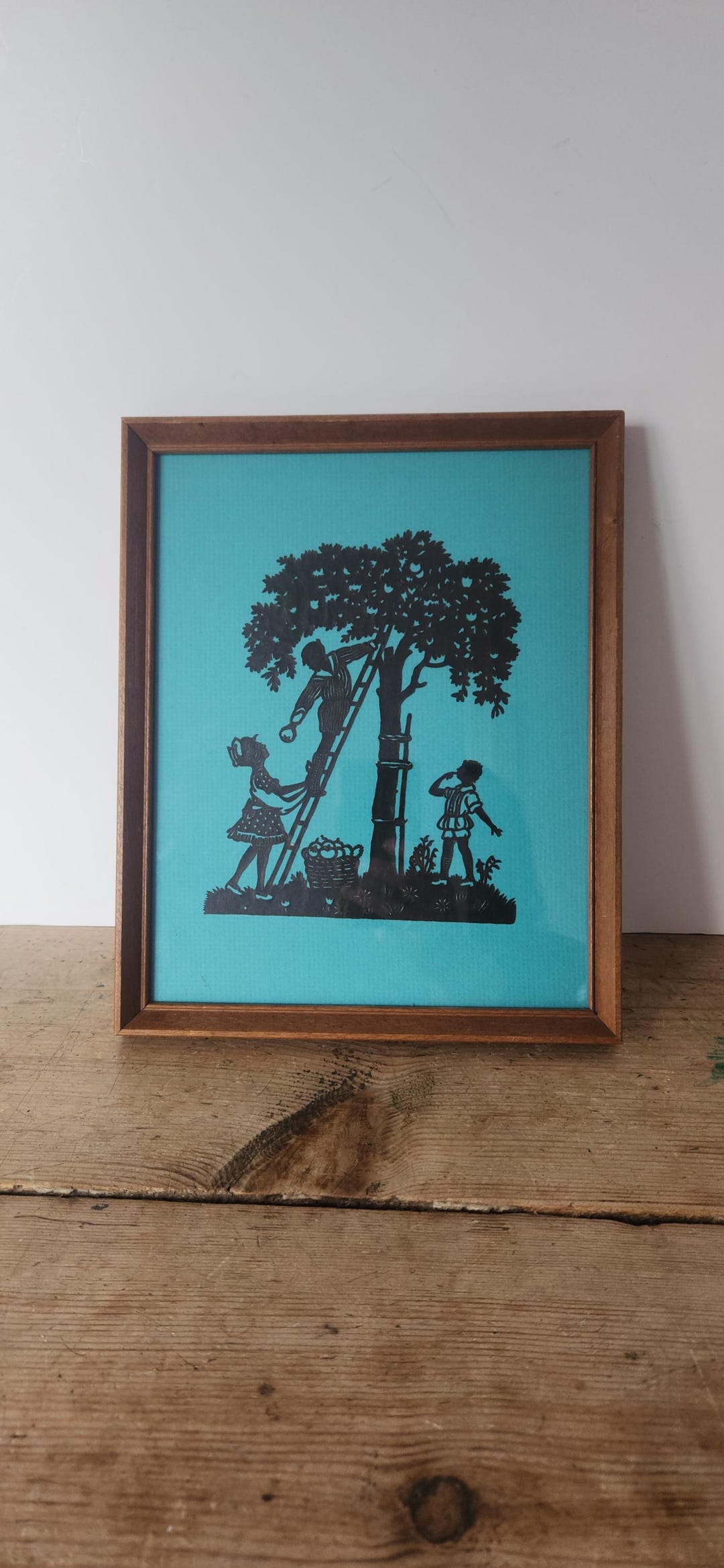 Vintage Framed Silhouette Black Stencil on Blue Background, Kids ...