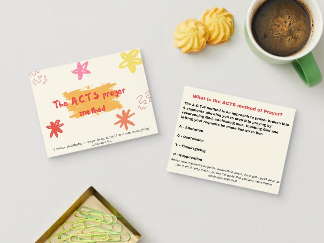 ACTS Prayer Method Cards – Faith-based Prayer Guide for Worship ...