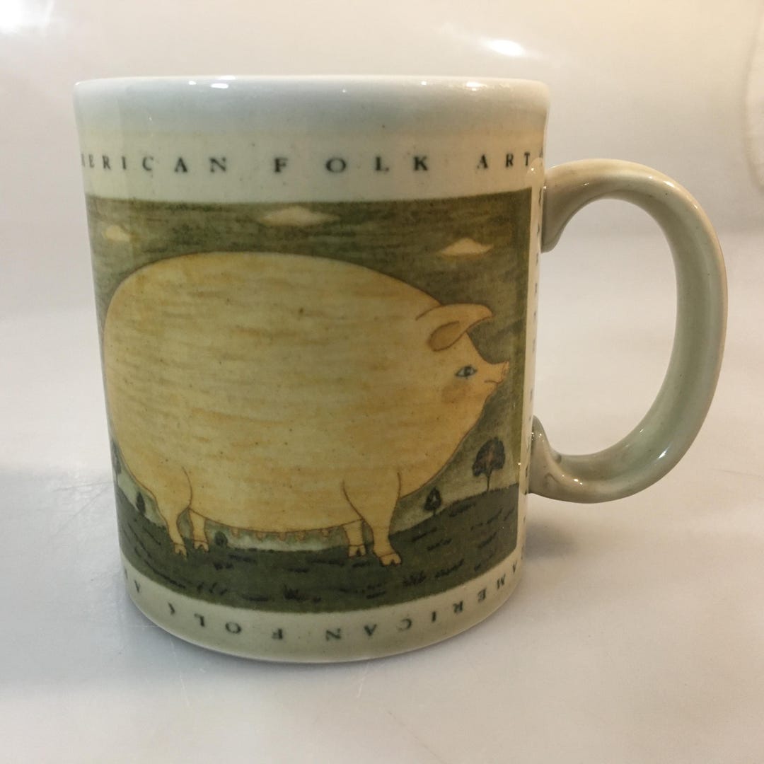 Otagiri Pig Hog American Folk Art Warren Kimble Mug 12 Oz Made in Japan ...