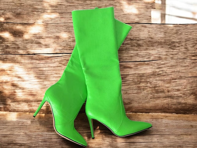 Women's High-heel Leather Boots | Stylish Stiletto Knee-high Footwear ...