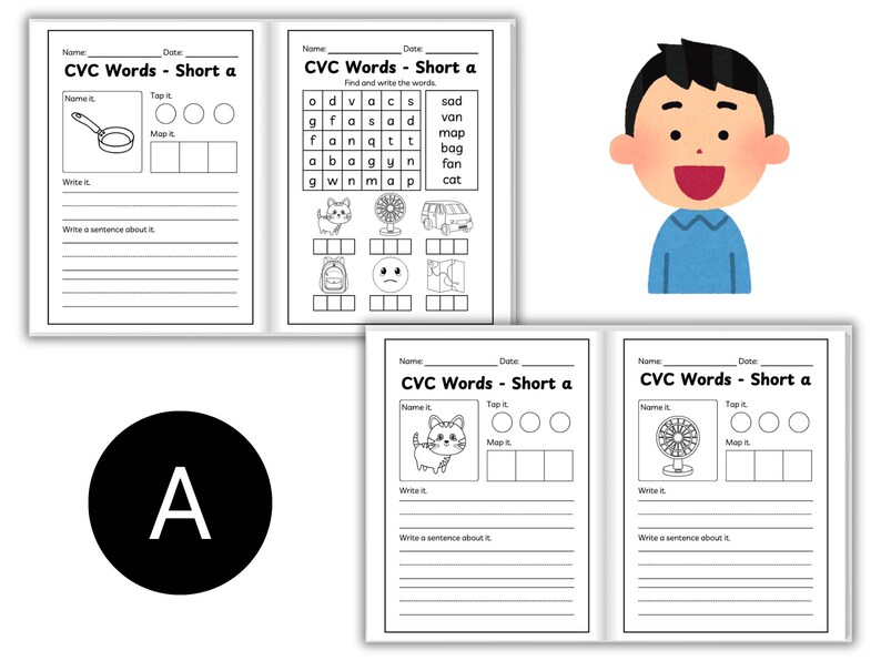 Phonics CVC Words Printable Worksheets for Kindergarten | A E I O U ...