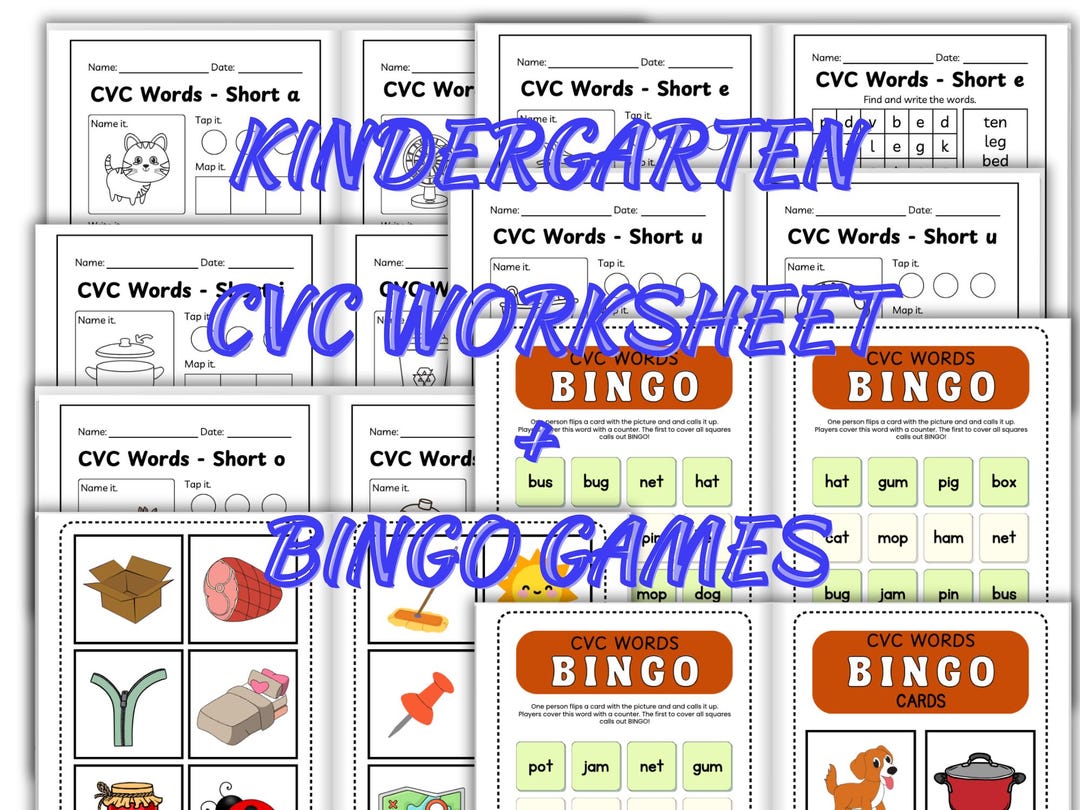 Phonics CVC Words Printable Worksheets for Kindergarten | A E I O U ...