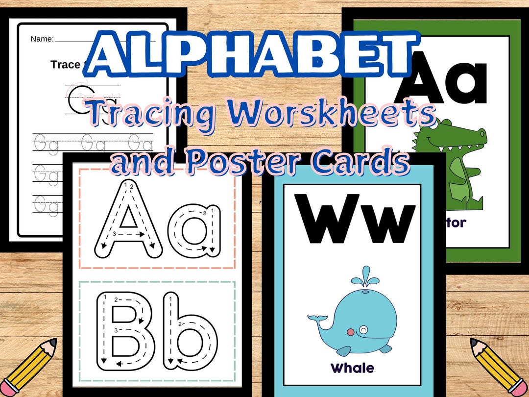 Alphabet Tracing Worksheets & Poster Cards for Kids | Printable Letter ...