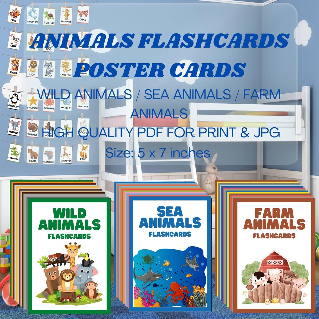 Animals Flashcards for Toddlers, Kindergartens & Preschoolers | Sea ...