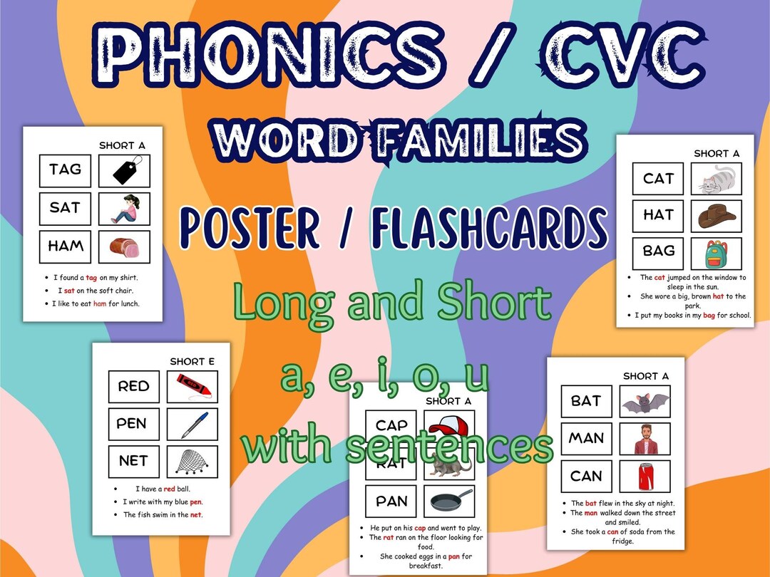 Phonics| CVC| Short and Long Vowels With Sentences for Toddlers ...