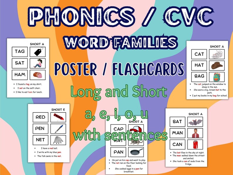 Phonics| CVC| Short and Long Vowels With Sentences for Toddlers ...