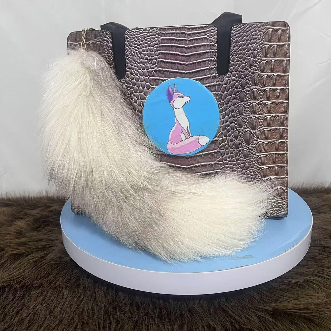 Fox Tails White and Gray Real Fur Fox Tails Cosplay Tails Decorative ...