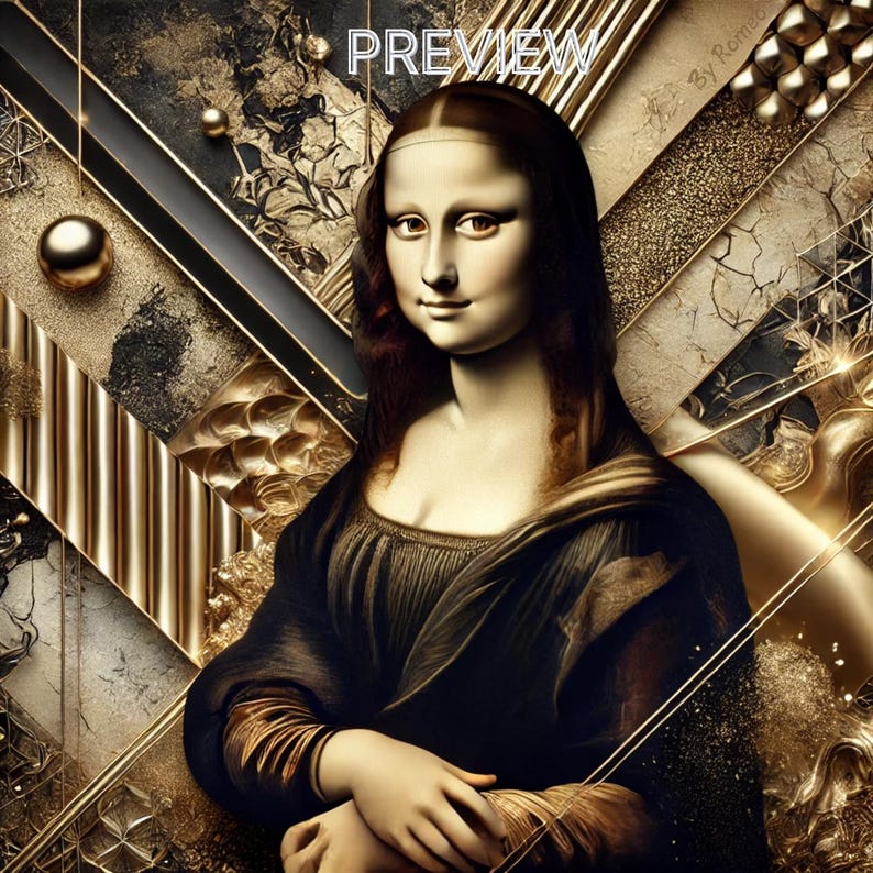 Reimagined Mona Lisa - by Romeo - A Contemporary Luxury Masterpiece - Etsy