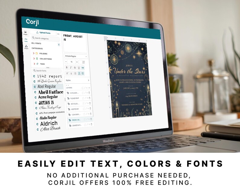 Night Under the Stars Dinner Party Invitation | Celestial Theme Digital ...