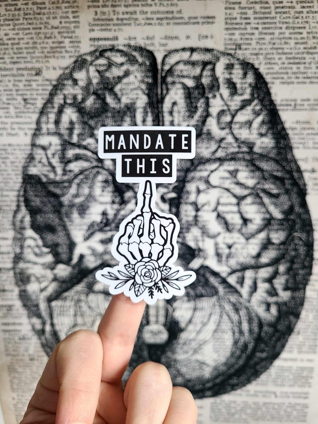 Mandate This Middle Finger Sticker, Conspiracy Themed Decal, Truth ...
