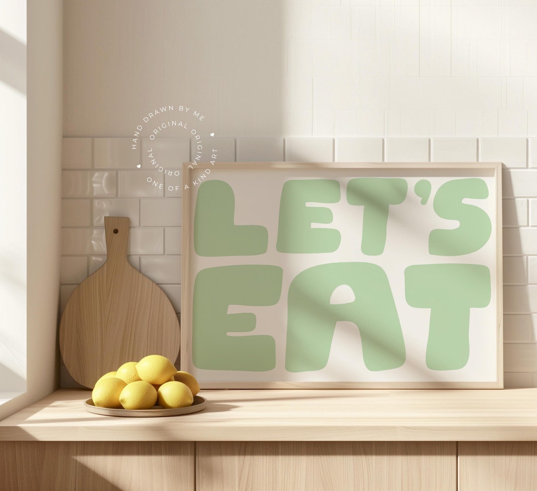 Lets Eat Poster, Digital Download, Kitchen Wall Art, Dining Room ...
