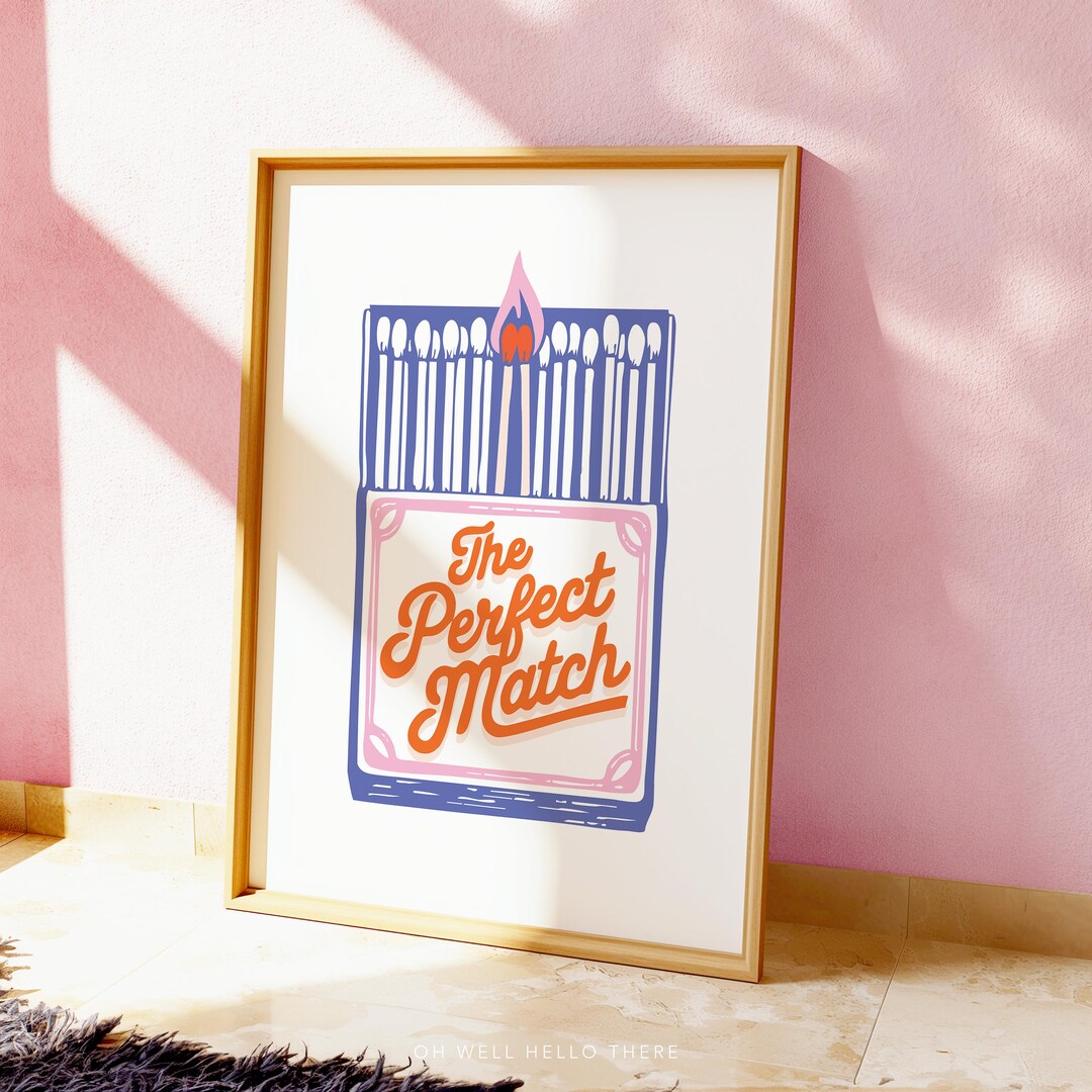 Match Box Print, PRINTABLE Wall Art, the Perfect Match Poster, Trendy ...