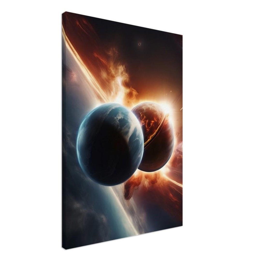 Canvas Planets Colliding Wall Decor Vibrant - Etsy